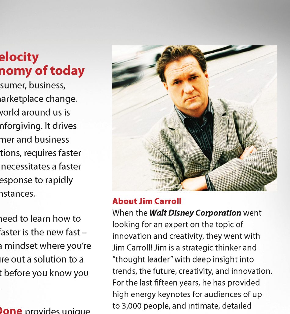 Book cover design and typesetting - Ready, Set, Done! by Jim Carroll